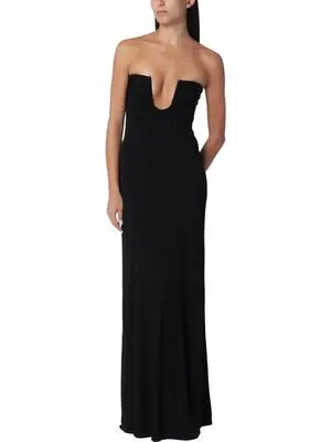 Christopher Esber CHRISTOPHER ESBER Arced Palm Viscose Strapless Dress Black