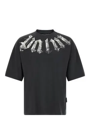 Palm Angels Craquelé Gothic Print T-shirt - Black