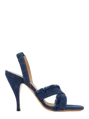 Off-White Curvy Heel Denim Sandal - Blue