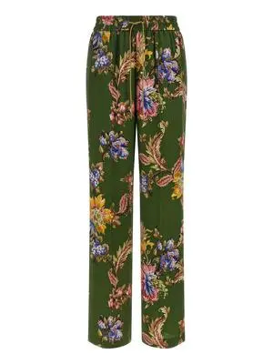Etro Etro Floral Print Trousers Green