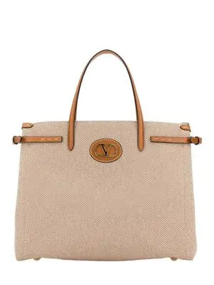 Valentino Garavani VALENTINO GARAVANI Two-Tone Canvas Antibes Shopping Bag Multicolor