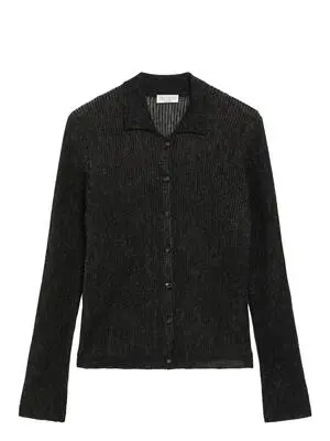 Brunello Cucinelli Sparkling Ribbed Silk Blend Cardigan - Brown
