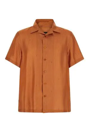 Fendi Selleria' Stitching Silk Shirt - Orange