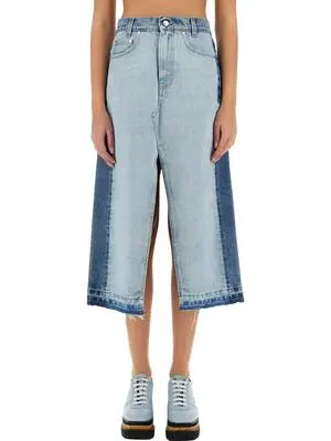 Stella McCartney STELLA MCCARTNEY Denim Skirt With Contrasting Panel Blue