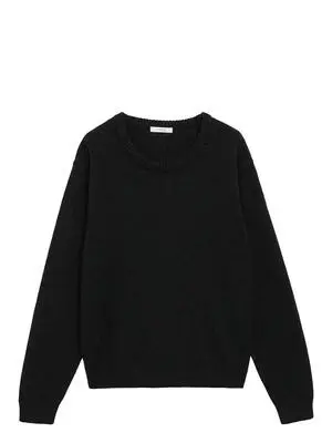 LEMAIRE Alpaca Wool Blend Crew Neck Sweater - Black