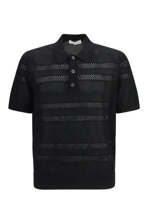 Dries Van Noten Mesh Polo Shirt - Black