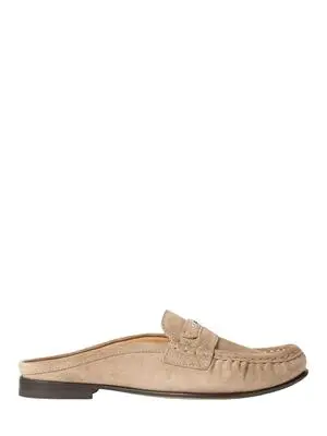 Fendi Scrunch Sabots In Beige Suede - Cream