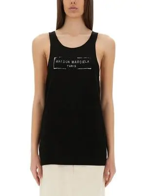 MAISON MARGIELA Logo Print Tank Top - Black