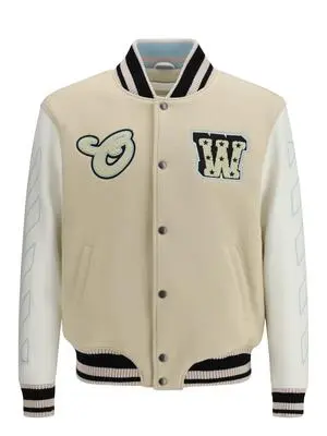 Off-White Varsity Star Logo Jacket - Cream