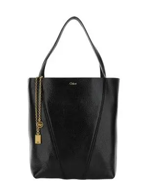 Chloé CHLOE Leather Spin Shopping Bag Black