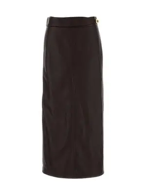 FERRAGAMO Dark Leather Skirt - Brown
