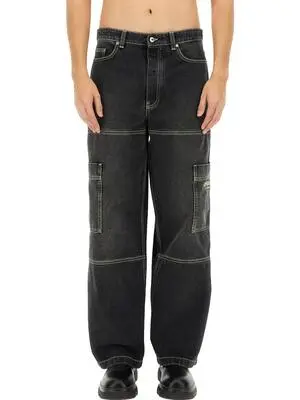 Off-White Cotton Cargo Jeans - Black