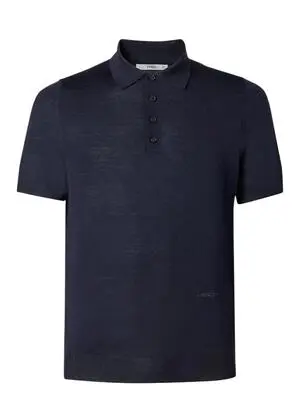 Fendi Navy Wool Polo Shirt - Blue