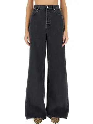 Gucci Wide Leg Denim Pants - Multicolor