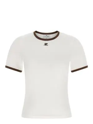 COURREGES Signature Contrast T-shirt - Brown