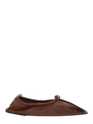 Hereu Leather Ballerina Flats - Brown