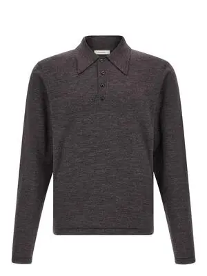 LEMAIRE Lemaire Men Mouliné Wool Polo Shirt Brown