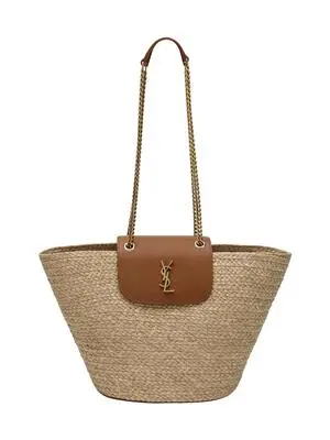 Saint Laurent Manon Raffia Basket Bag - Cream