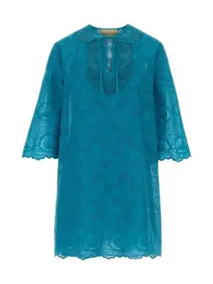 Valentino Garavani Broderie Anglaise Dress - Blue