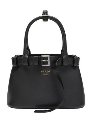 Prada Small Leather Handbag With Belt Detail - Black