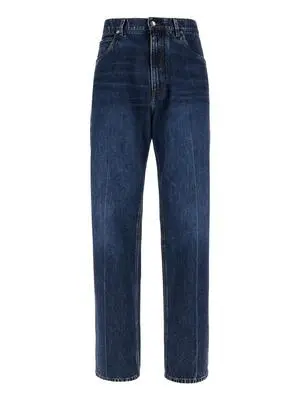 Dolce & Gabbana Logo Embroidered Dark Wash Jeans - Multicolor