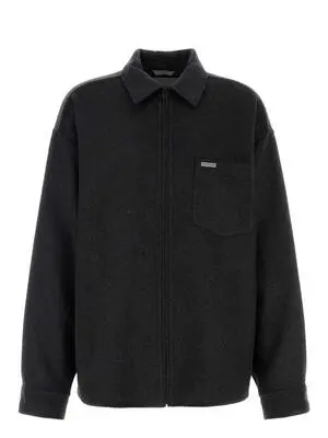 Balenciaga Wool Blend Zip Up Jacket - Gray