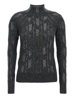 ERMANO SCERVINO Ermanno Scervino Crystal Braid Sweater - Gray
