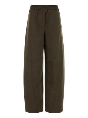 GANNI Ganni Women Mud Wool Wide-Leg Pant Brown