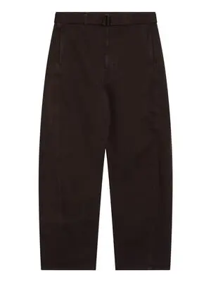 LEMAIRE Cotton Denim Trousers With Belt - Brown