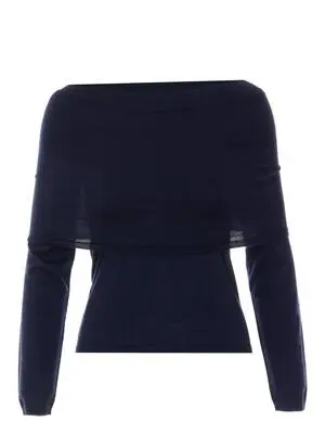 Max Mara Faretra Long-sleeve Cashmere Top - Blue