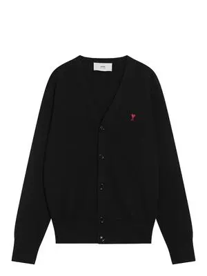 AMI Paris De Coeur Wool Cardigan - Black