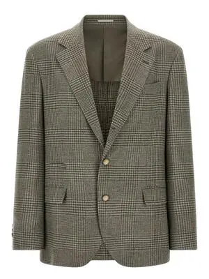 Brunello Cucinelli Brunello Cucinelli Men Prince Of Wales Blazer Green