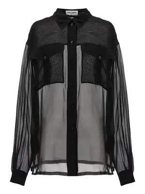 Saint Laurent Silk Muslin Shirt - Black
