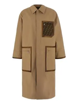 Fendi Long Coat With Leather Trims - Multicolor