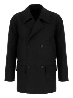 Fendi Textured Double Breasted Pea Coat - Multicolor