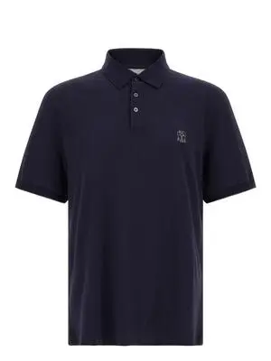 Brunello Cucinelli Brunello Cucinelli Men Logo Piqué Polo Shirt Blue