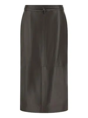 Alberta Ferretti Leather Skirt - Brown