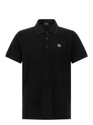 Fendi Ff Metallic Logo Polo Shirt - Black