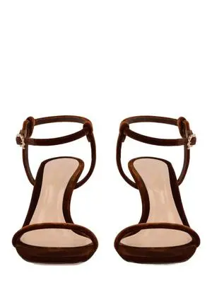 GIANVITO ROSSI Mayfair Velvet Sandals - Brown