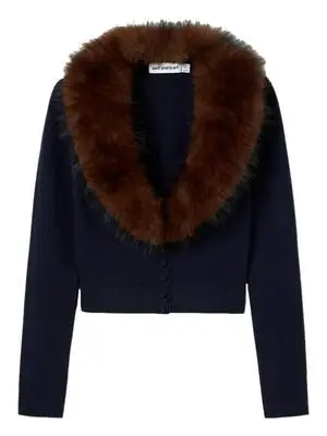 SELF-PORTRAIT Faux Fur Knit Cardigan - Multicolor