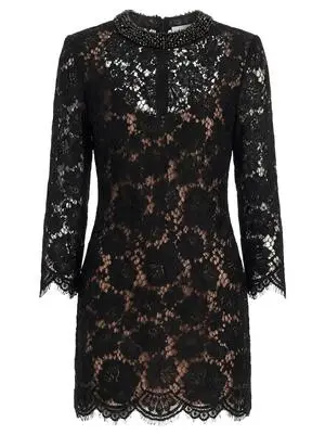 SELF-PORTRAIT Lace Long Sleeve Mini Dress - Multicolor