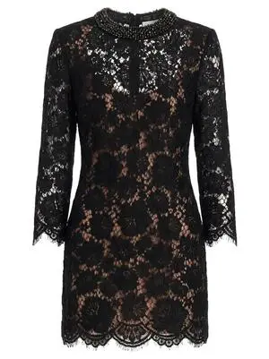 SELF-PORTRAIT Lace Long Sleeve Mini Dress - Multicolor