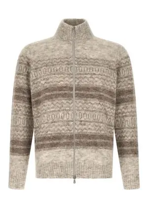 Brunello Cucinelli BRUNELLO CUCINELLI Nordic Jacquard Cardigan Cream