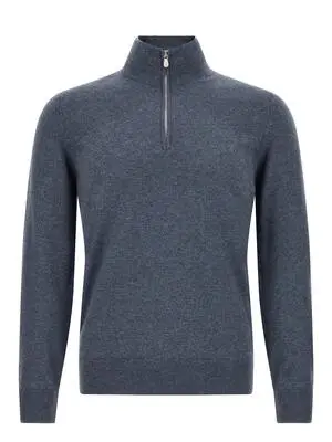 Brunello Cucinelli Cashmere Half-zip Sweater - Blue