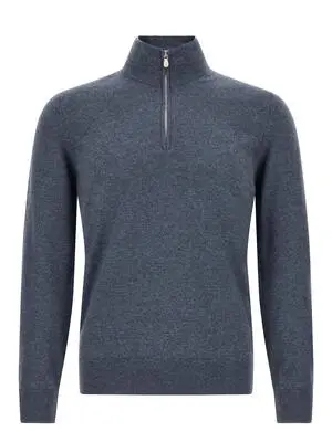 Brunello Cucinelli Cashmere Half-zip Sweater - Blue