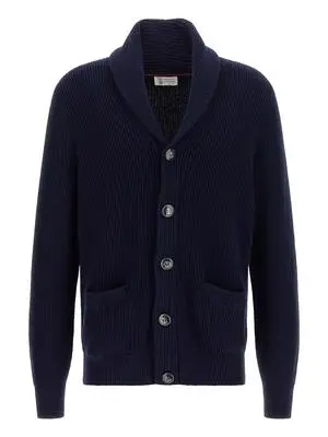 Brunello Cucinelli Malfilé Cotton Cardigan - Blue