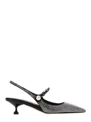Miu Miu Embellished Slingback Pumps - Black