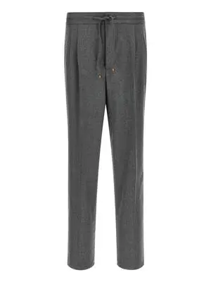 Brunello Cucinelli Virgin Wool Flannel Trousers - Gray