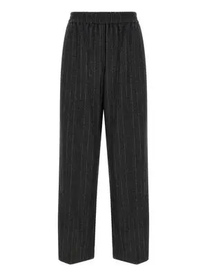 Brunello Cucinelli Micro Sequin Pinstripe Trousers - Gray