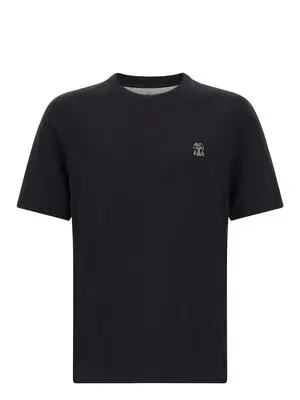 Brunello Cucinelli Logo Embroidery T-shirt - Black